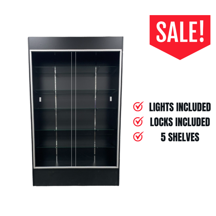 Black Wall Display Case with Puck Lights