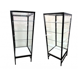 Luxury Locking Glass Tower Showcase with LED lights - Black
